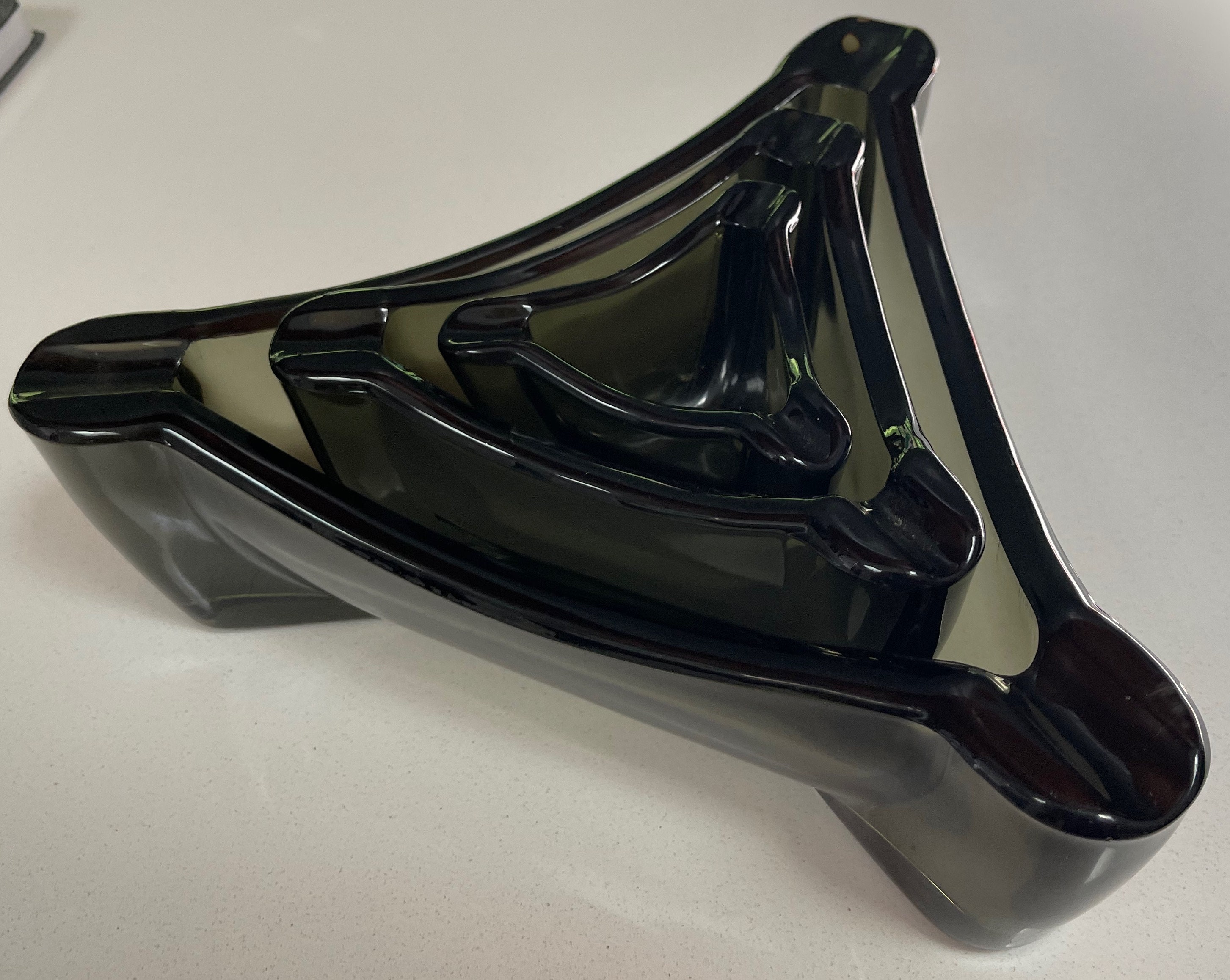 Vintage Viking Glass Triangular Ashtrays Nesting Stackable Smoke Gray ...