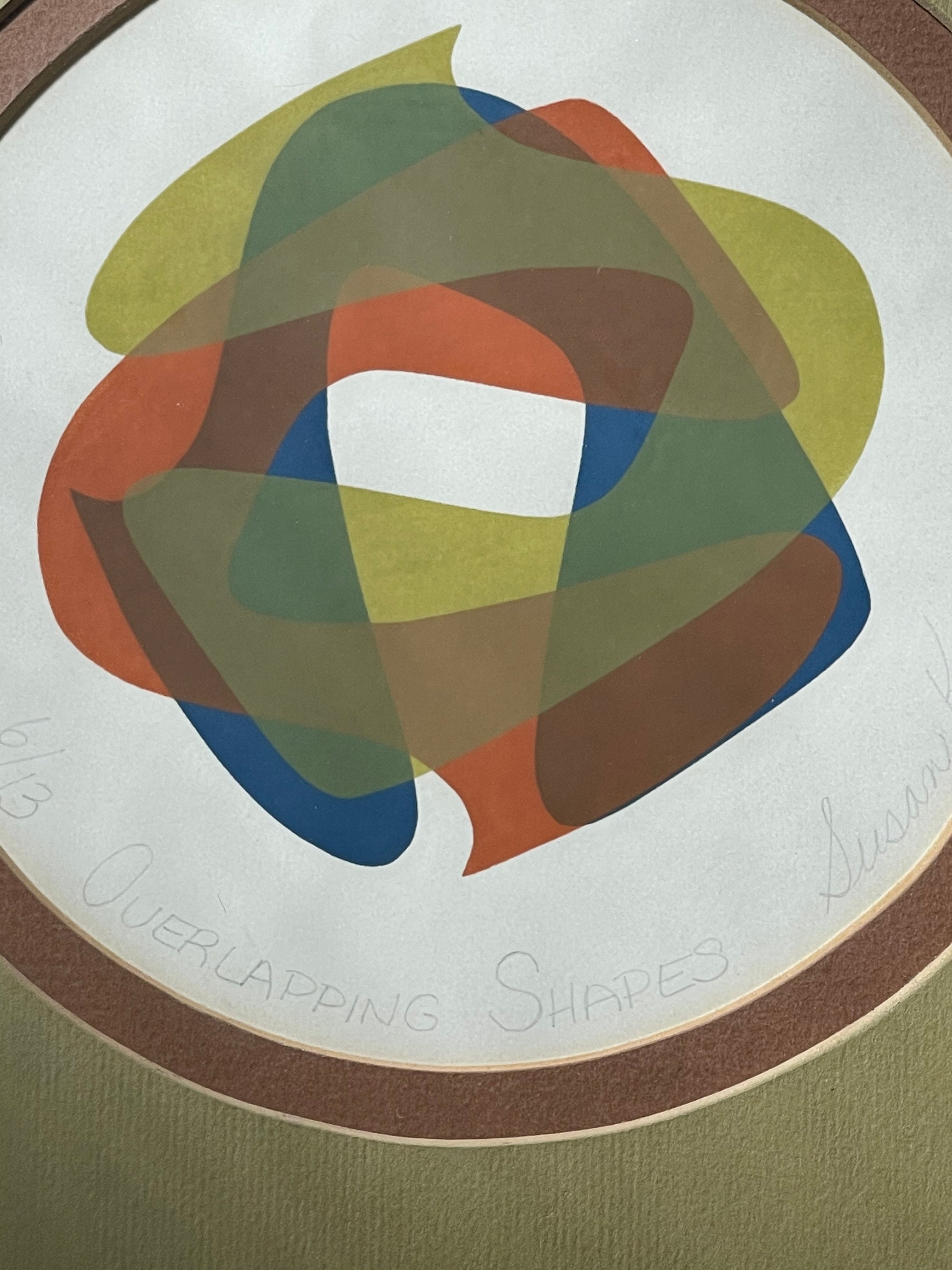 Vintage 70s Abstract Shapes Screen Print Modern Art Wall Hanging Signed ...