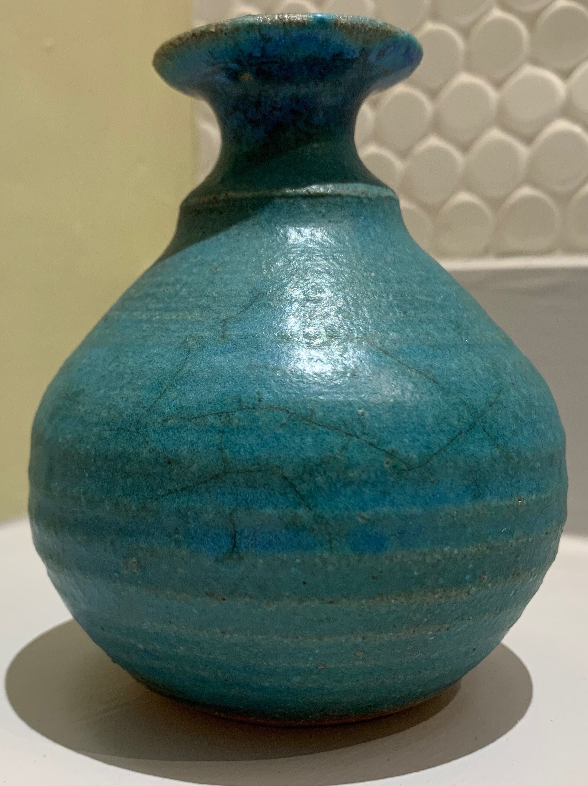 Small Vintage 70s Turquoise Ceramic Stoneware Bud Vase Mid Century ...