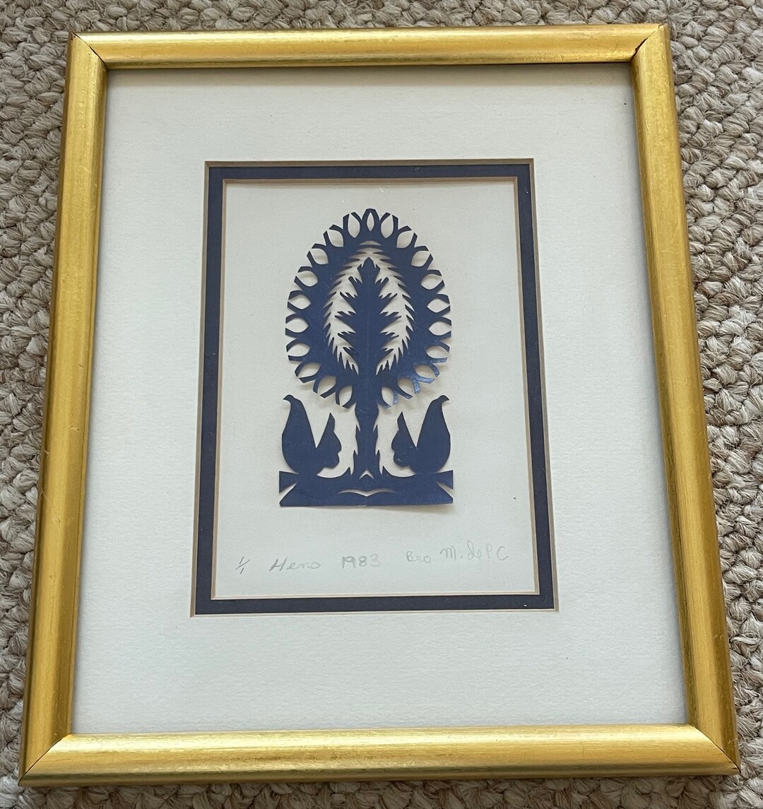 Small Vintage 80s Scherenschnitte Paper Art Hens Wall Hanging Signed ...