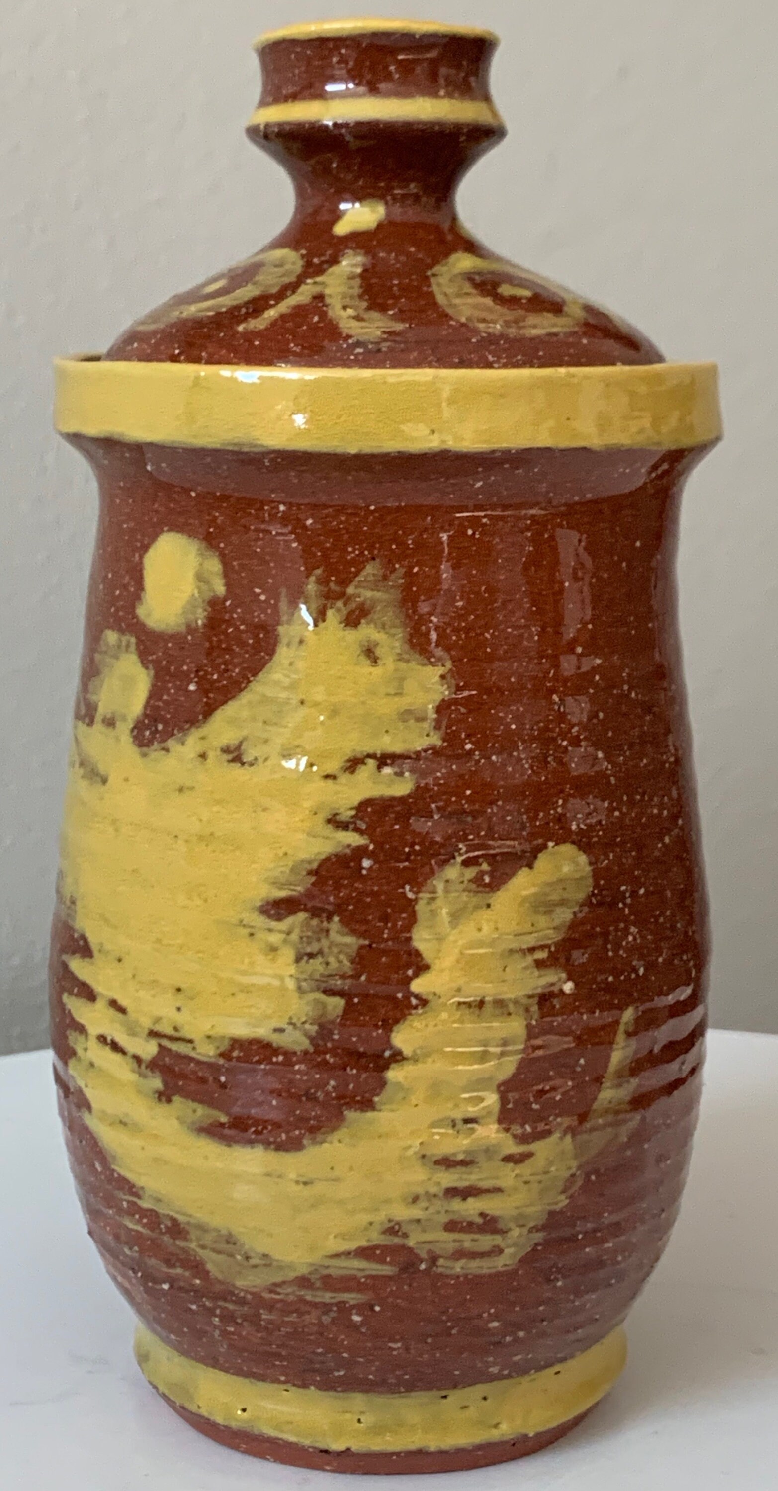 Vintage 70s Hand Painted Lidded Jar Stoneware Ceramic Studio Pottery ...