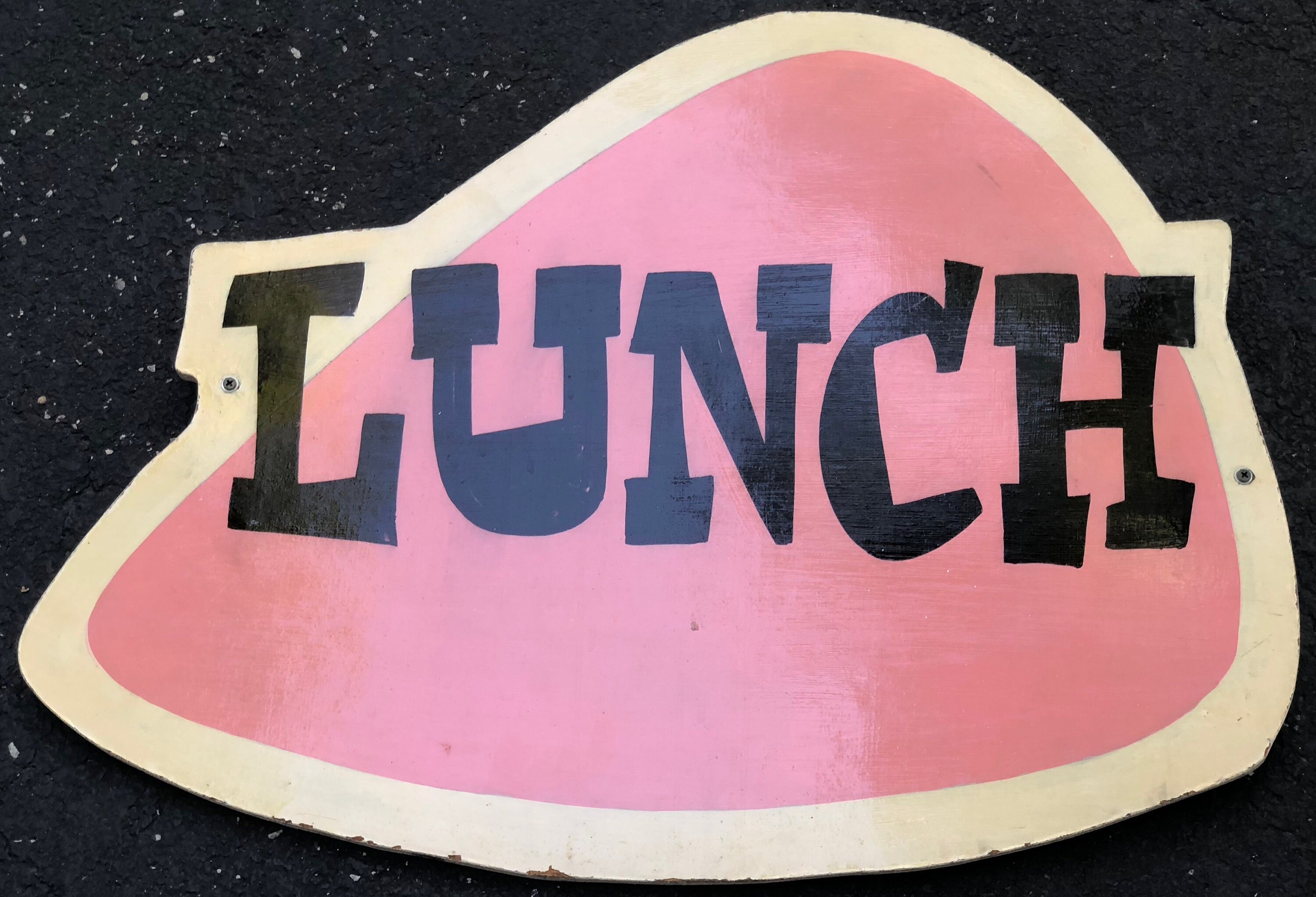 Large Vintage 60s Pink Black White Lunch Sign Wood Mid Century Modern ...