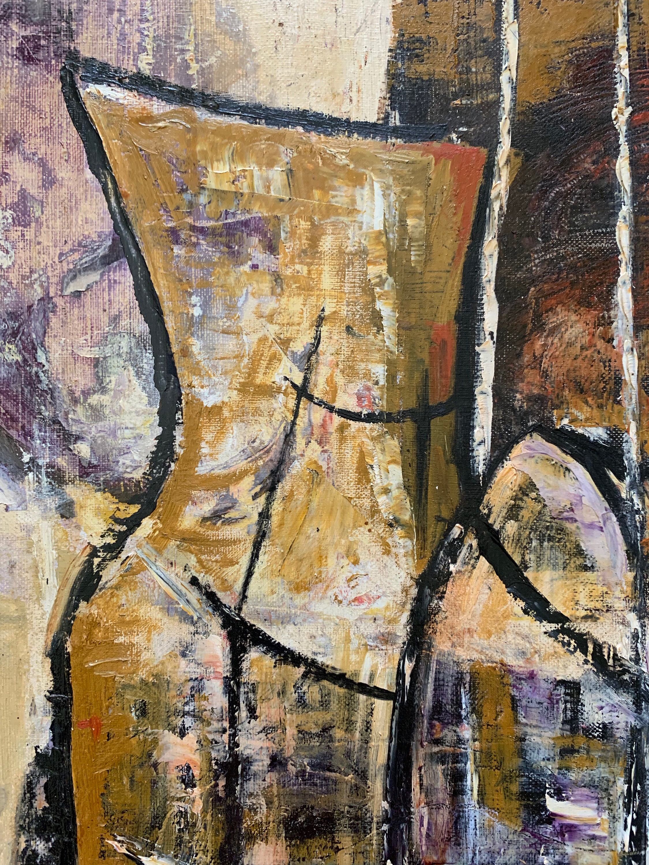 Vintage Abstract Still Life Oil Painting Mid Century Modern Wall ...