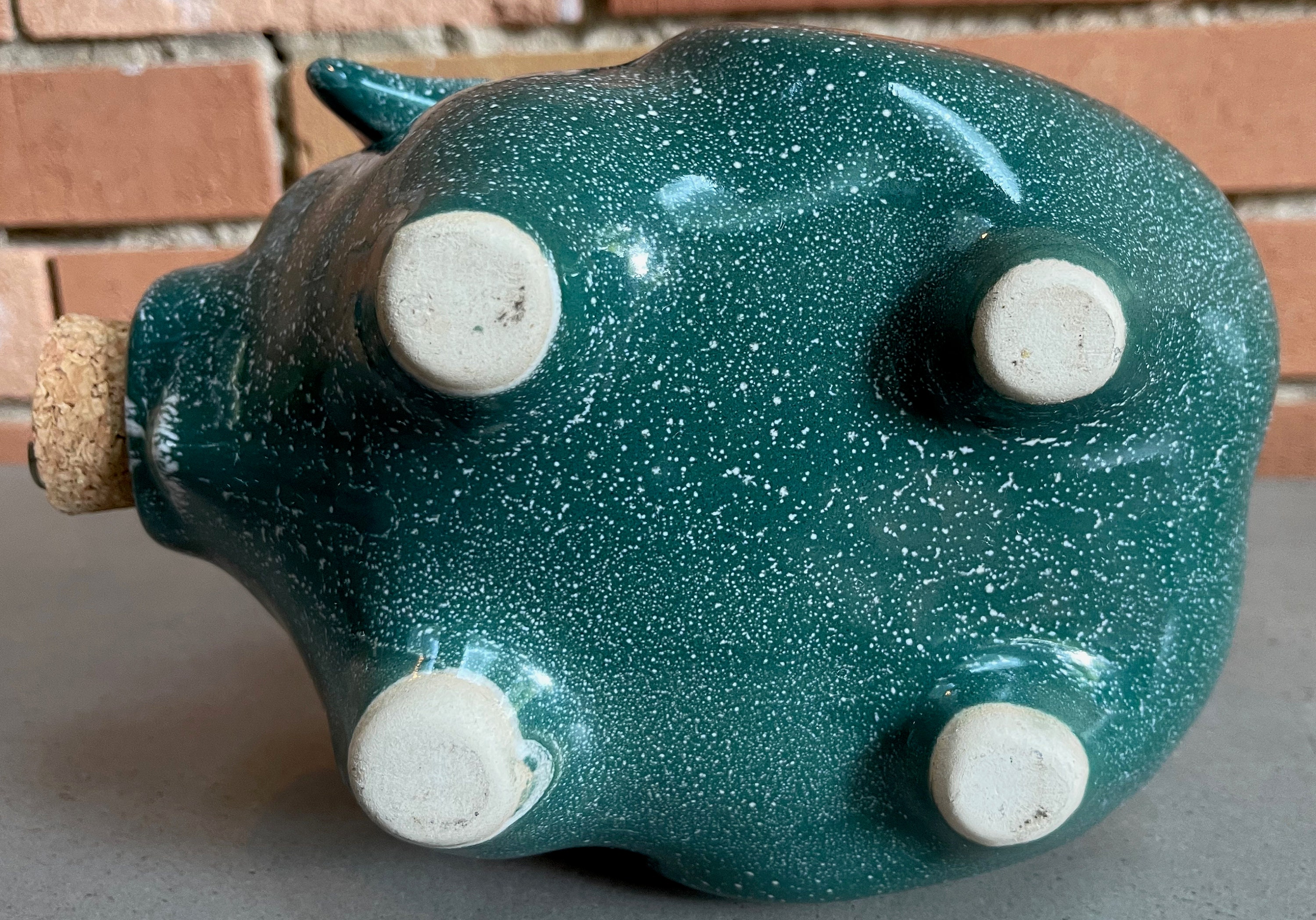 Vintage 70s Green Ceramic Stoneware Pig Pottery Piggy Bank Coin Money ...