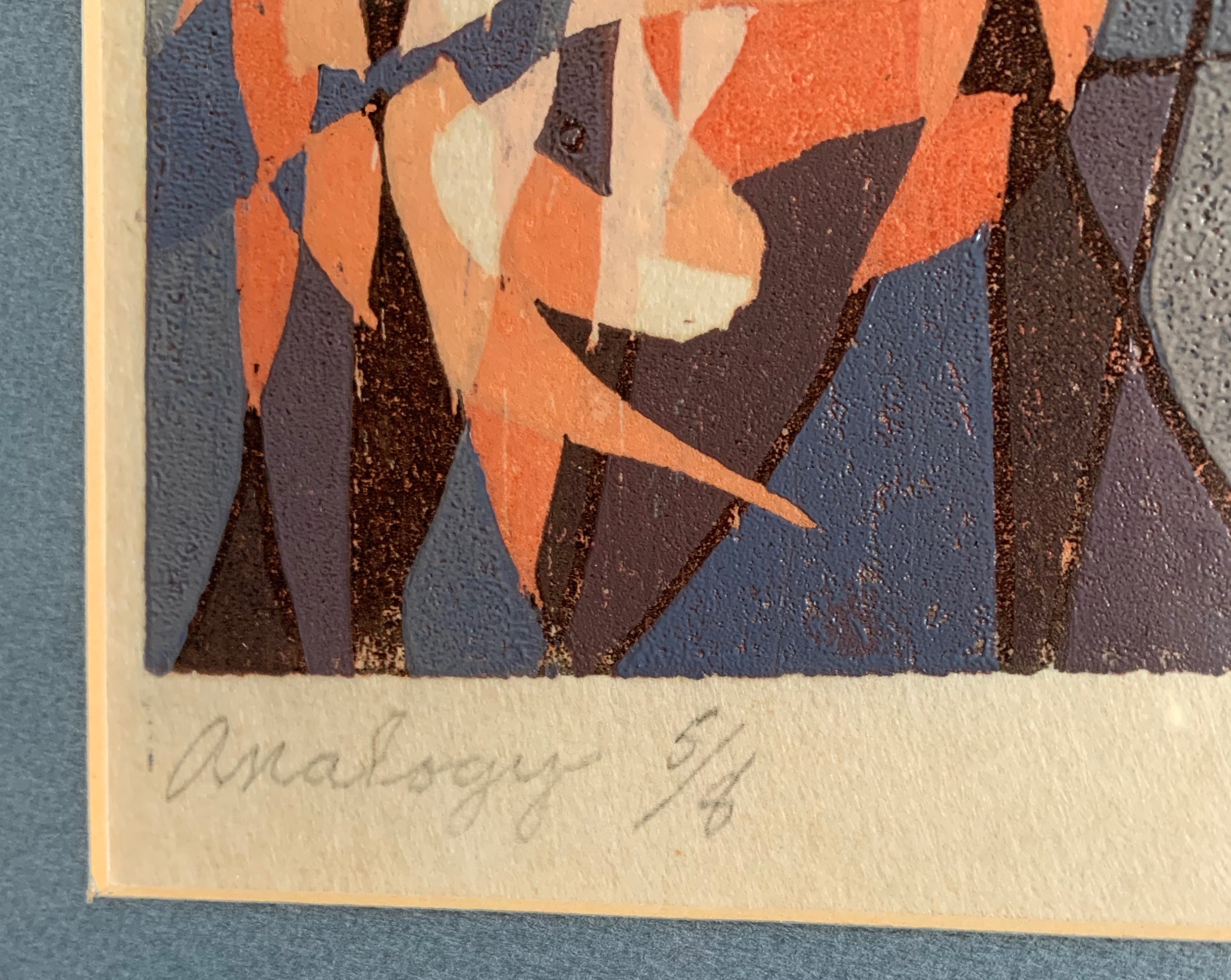 Vintage 1960s Abstract Cubist Serigraph Print Wall Hanging Mid Century ...