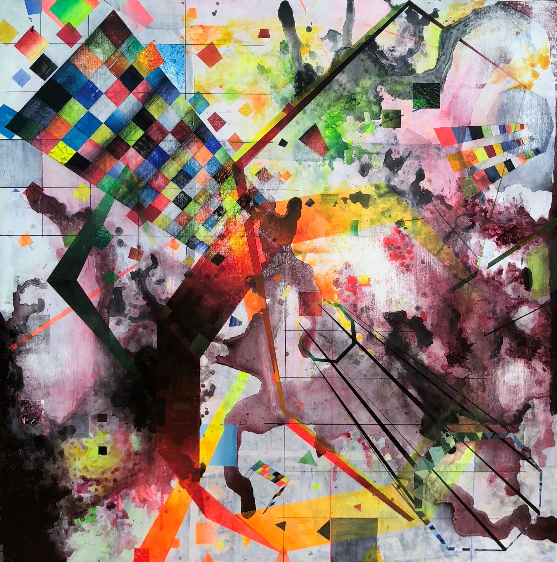 Amazing Colorful Abstract Geometric Acrylic Painting Eucaboard Wall ... Amazing Colorful Abstract Geometric Acrylic Painting Eucaboard Wall ...