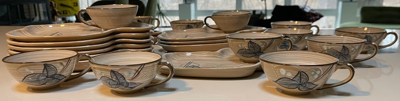 Vintage Craftsman China Hostess Set Cups Plates Amoeba Floral - Etsy