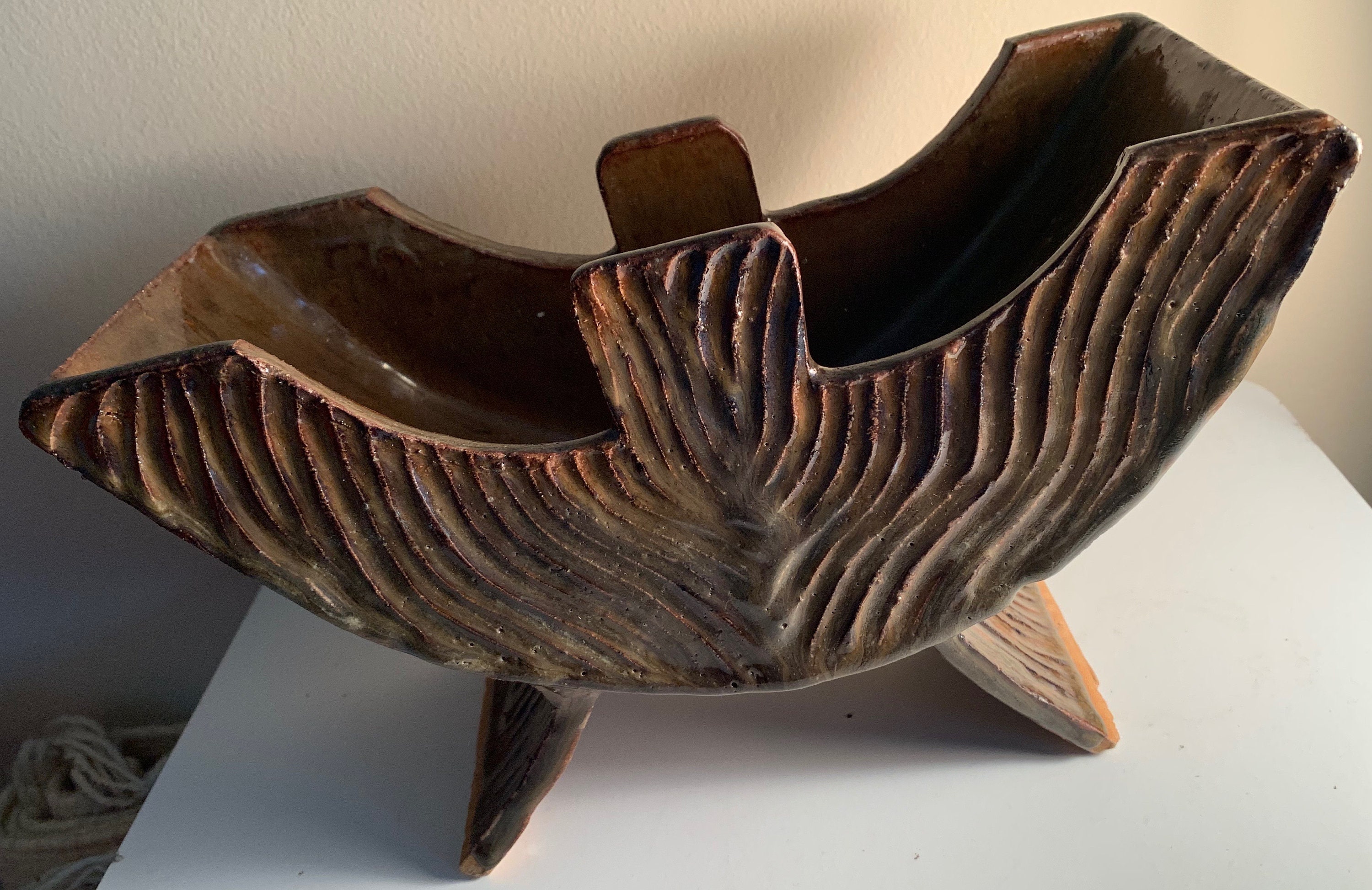 Vintage 70s Hand Crafted Stoneware Ceramic Ikebana Vase Planter Mid ...