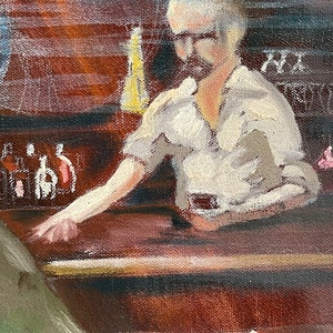Vintage Man in Bar Drinking Alcohol Oil Painting Modern Art Wall ...