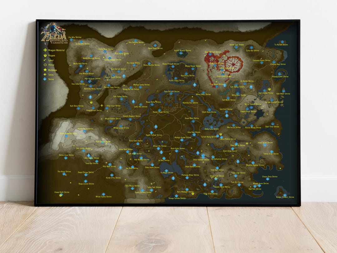 The Legend of Zelda Map Poster | Hyrule Map Wall Art | Matte Paper ...