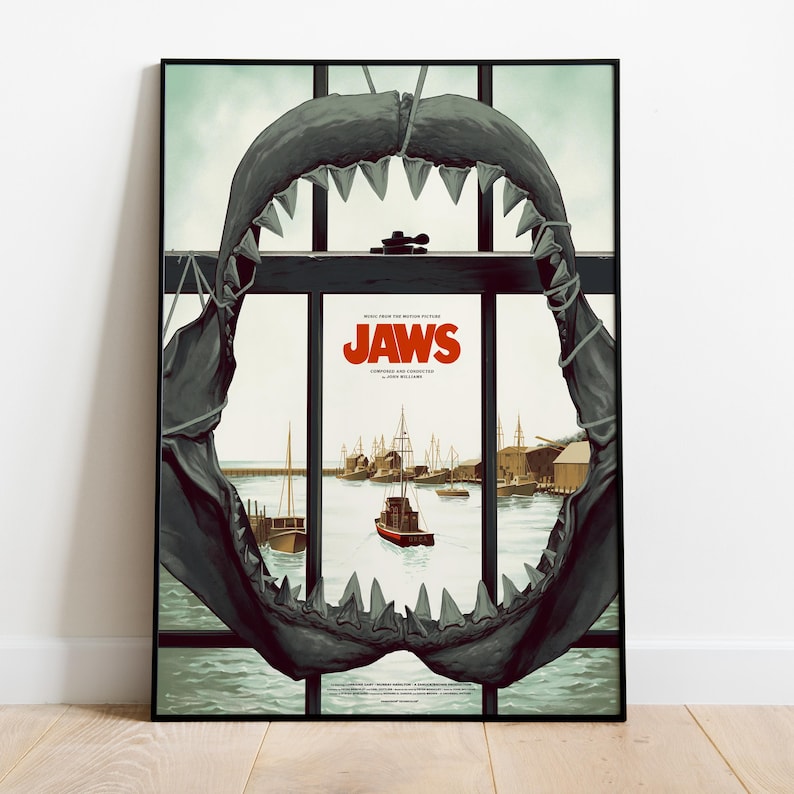 Jaws Poster | High Quality Ready to Print | Matte Paper Print | Movie & Film Art | Gift Movie ...