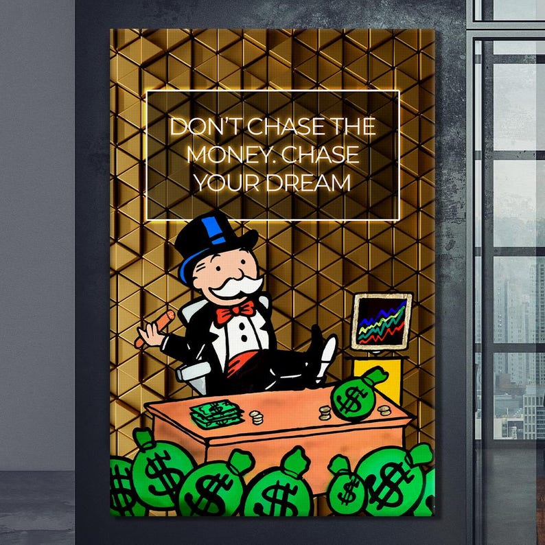 Alec Monopoly Pop Art Motivational Canvas: Chase Your Dream - Office ...