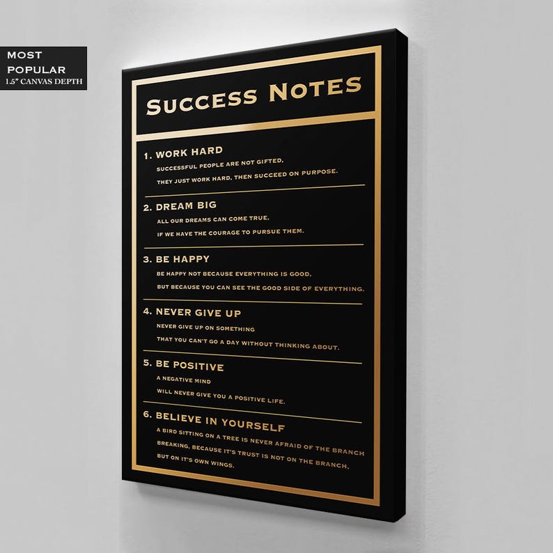 Motivational Success Notes Canvas Art: Inspirational Office Decor - Etsy