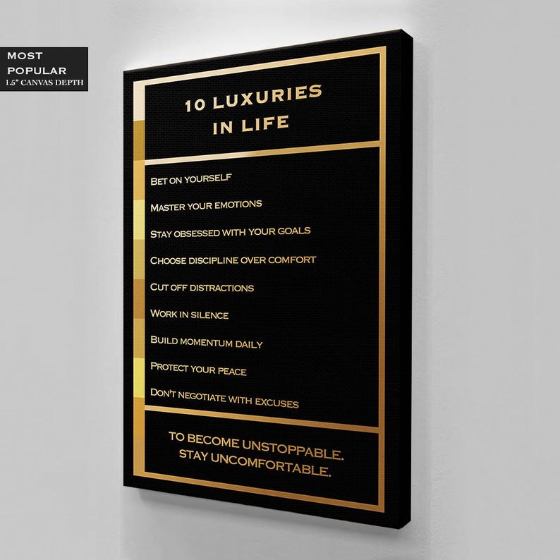 Black Gold Motivational Quote Poster, Modern Success Mindset Decor ...