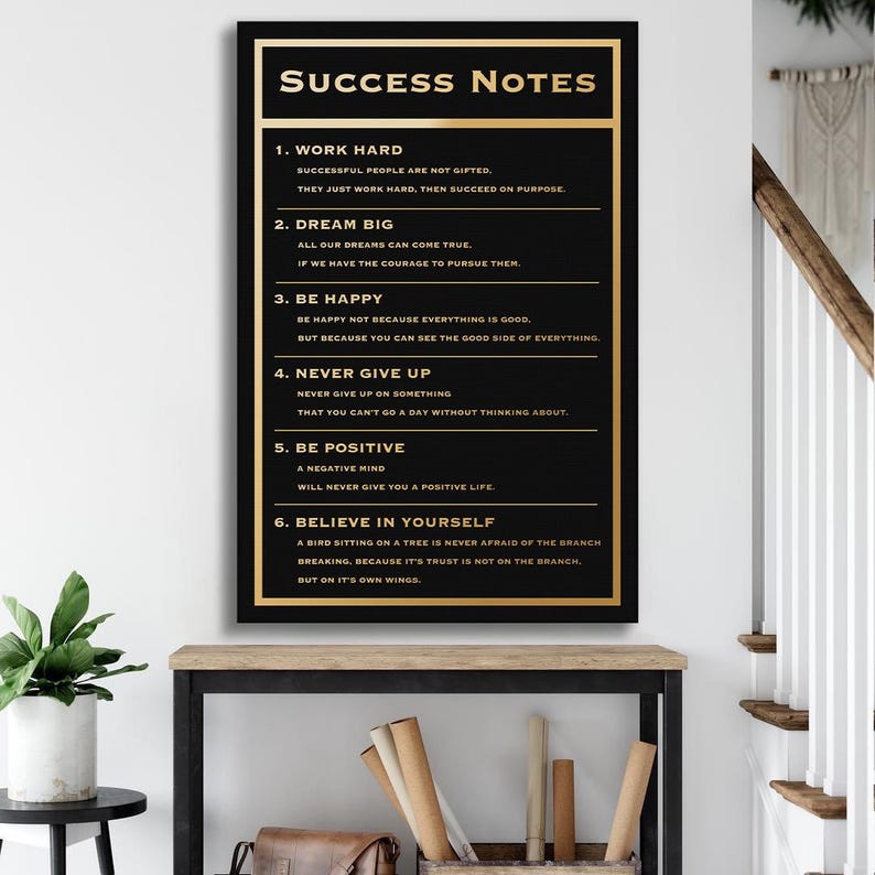 Motivational Success Notes Canvas Art: Inspirational Office Decor - Etsy