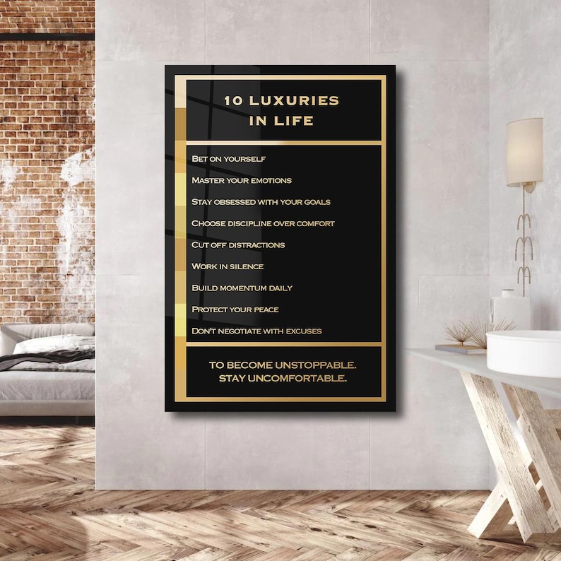 Black Gold Motivational Quote Poster, Modern Success Mindset Decor ...