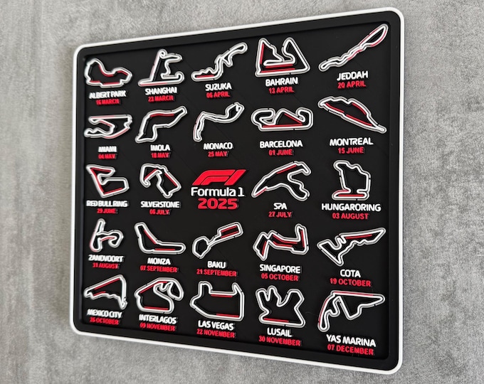 F1 2025 Wall/fridge Calendar – Formula 1 Race Tracks Art | Unique Gift ...