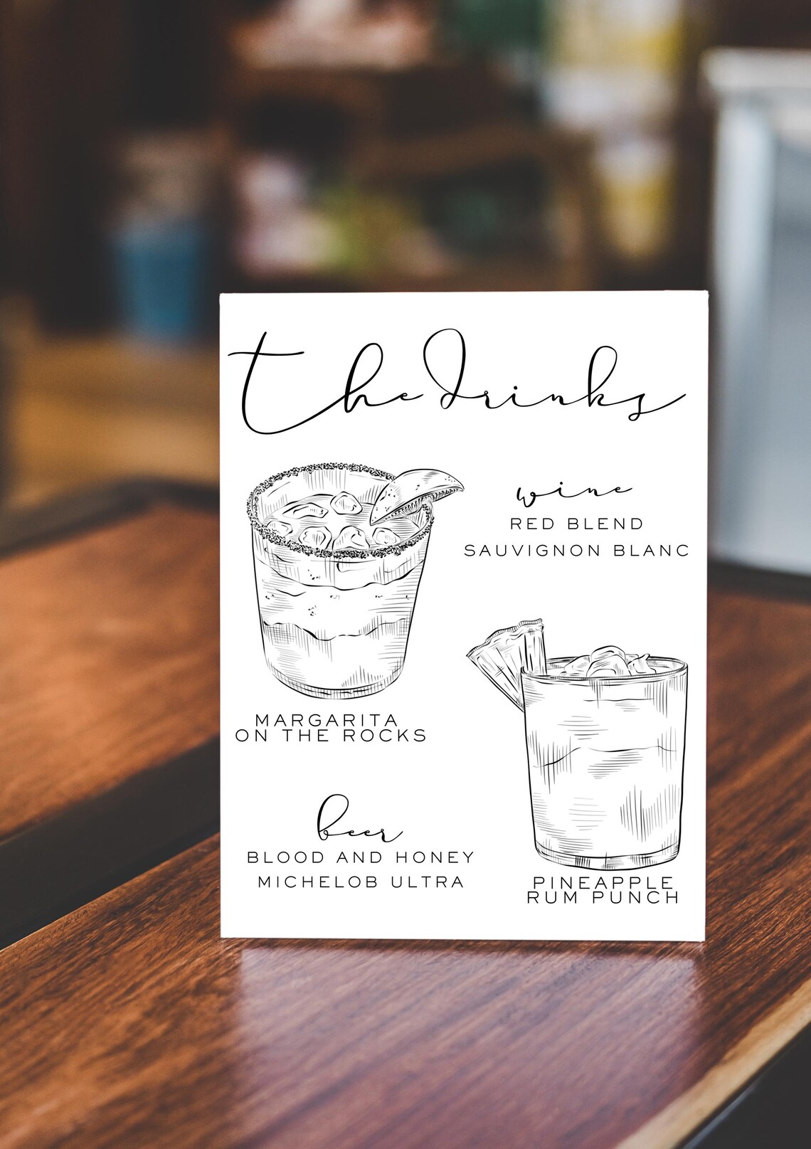 Custom Bar Menu Sign – Hand-drawn Signature Drinks – Digital Download ...