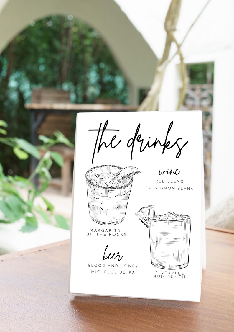 Custom Bar Menu Sign – Hand-drawn Signature Drinks – Digital Download ...