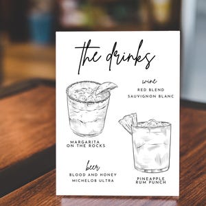 Custom Bar Menu Sign – Hand-drawn Signature Drinks – Digital Download ...
