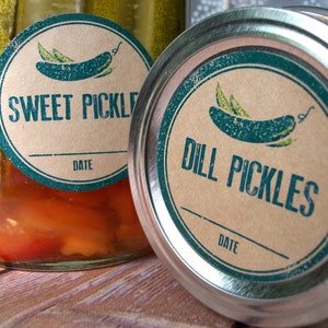 Rubber Stamp Pickle Kraft Paper Canning Jar Labels Dill - Etsy