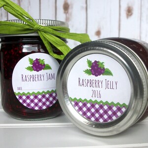 Gingham Black Raspberry Canning Labels Printed Round Mason - Etsy