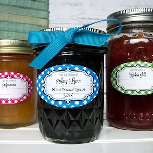 Custom Gingham Oval Kitchen Labels, Jam Jelly Jar Labels for Canning ...