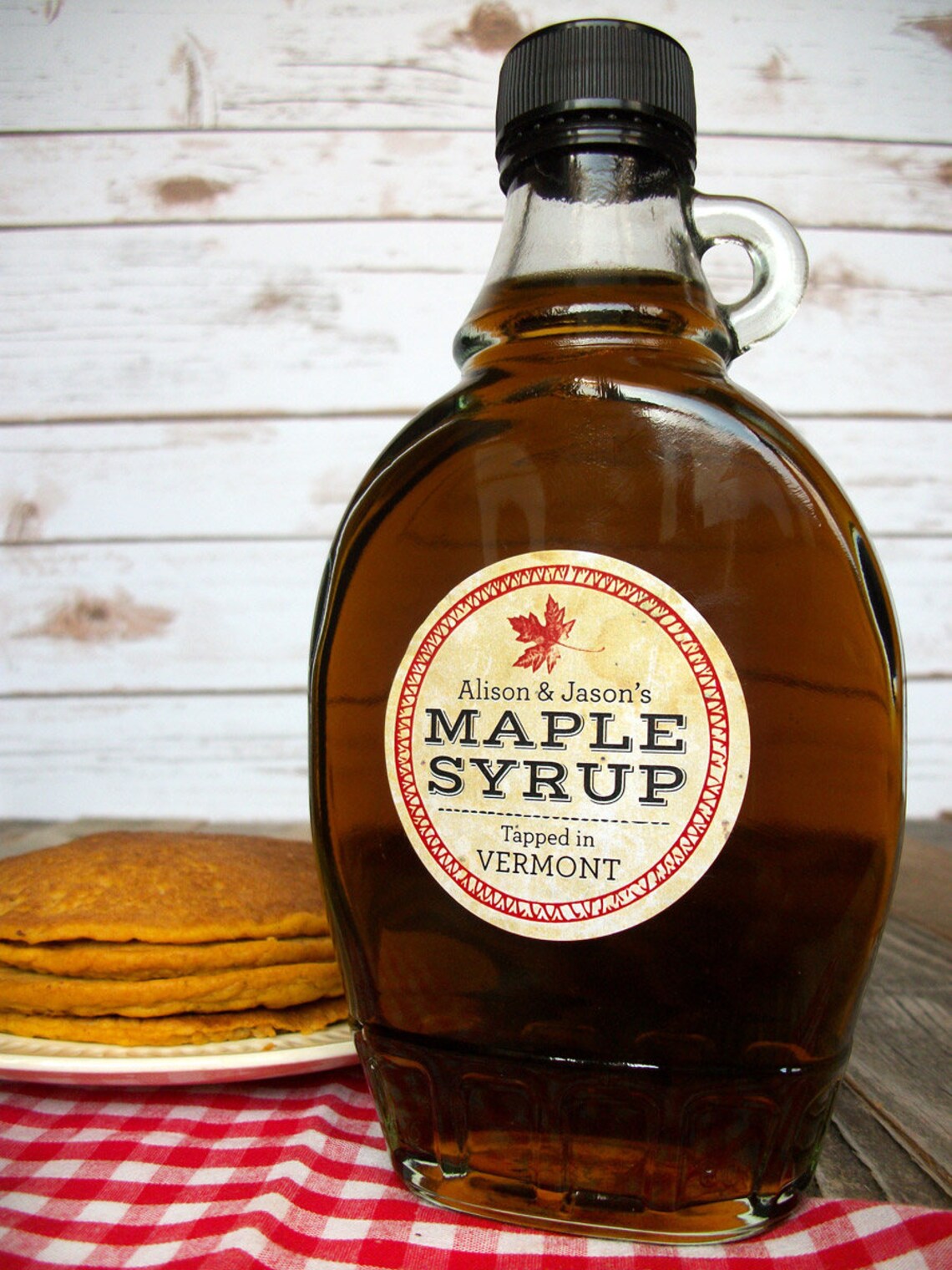 Custom Vintage Seal Maple Syrup Labels Red & Black Apothecary | Etsy