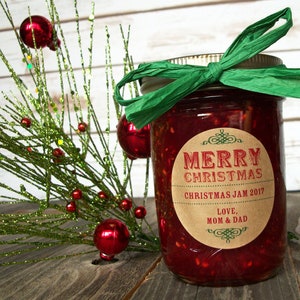 Custom KRAFT Merry Christmas Canning Jar Labels, Round Holiday Gift ...