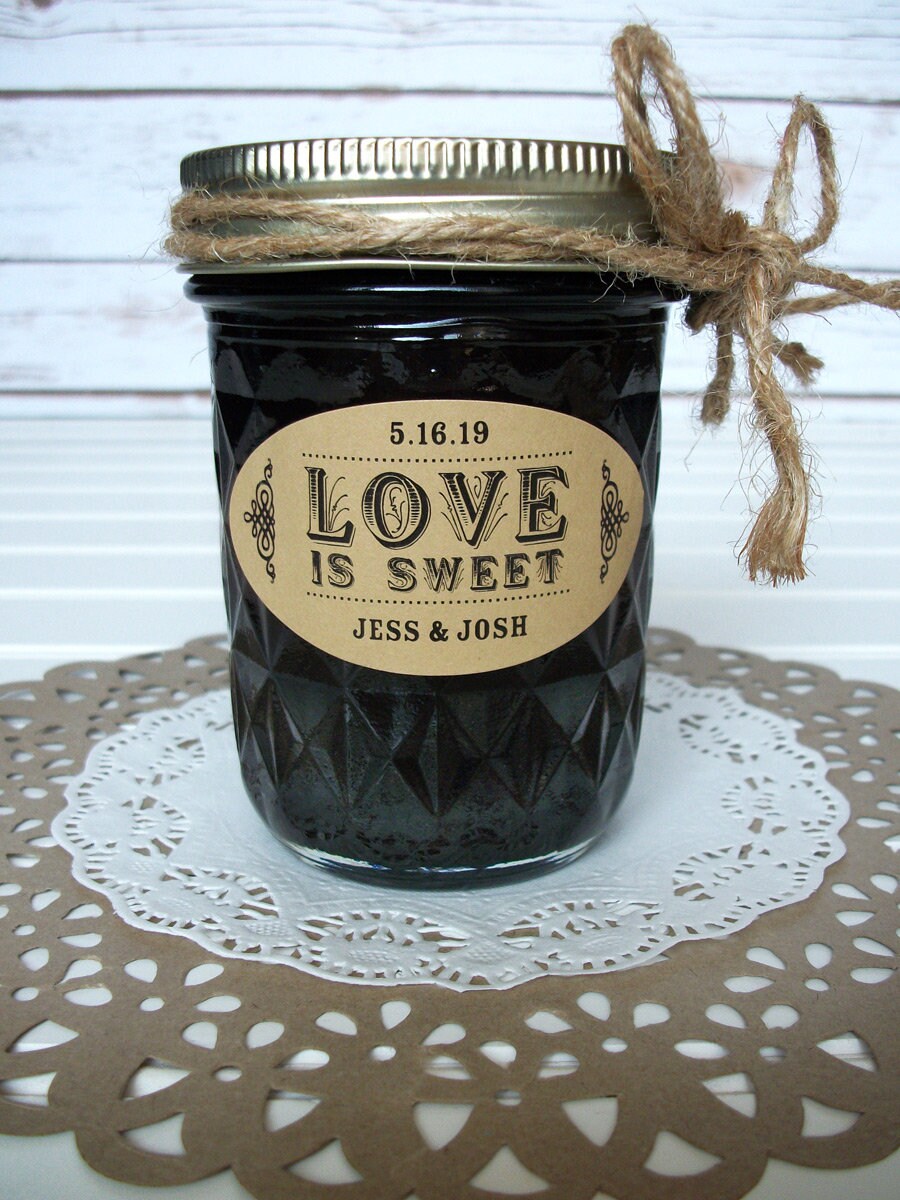 KRAFT Oval Love is Sweet canning labels custom wedding favor | Etsy