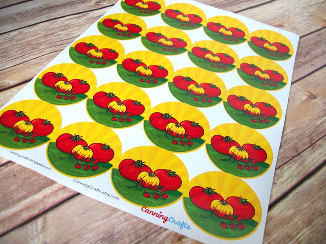 Tomato Sunburst Canning Jar Labels Round Mason Jar Labels for | Etsy