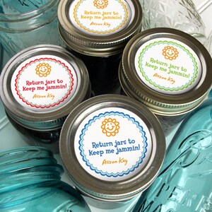 Return Jars to Keep Me Jammin, Funny Custom Round Mason Jar Stickers ...