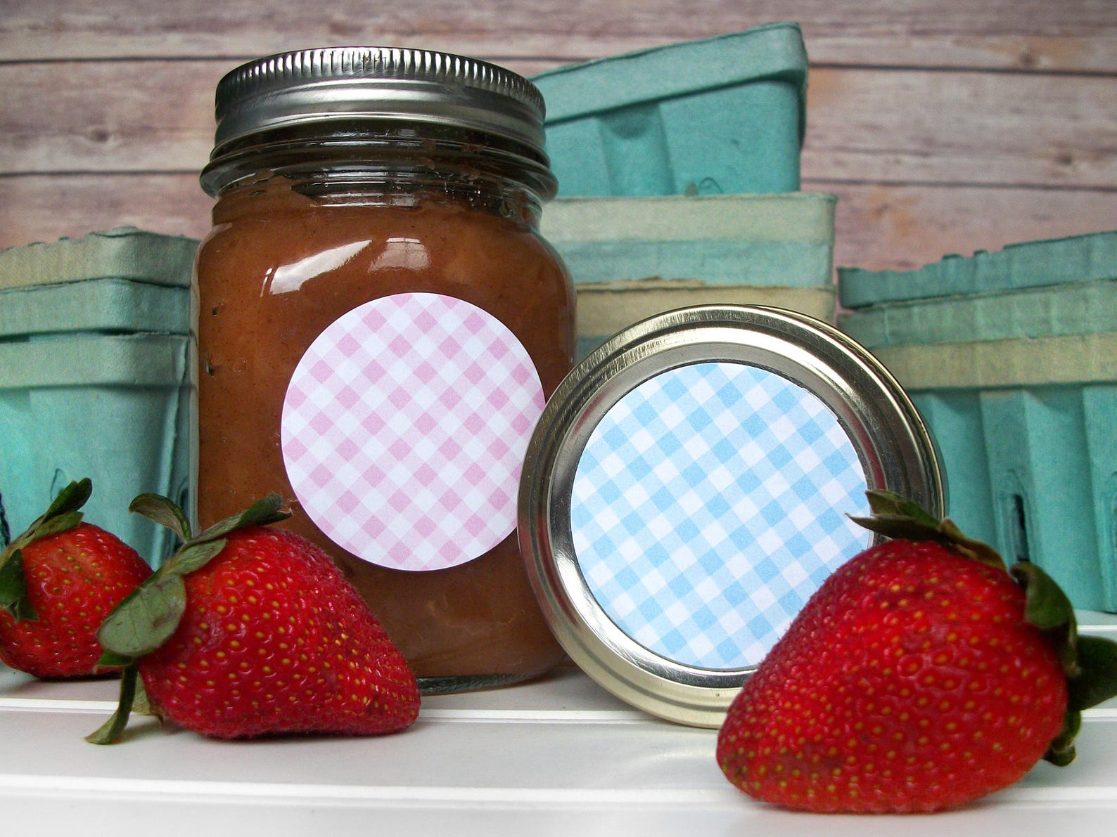 Cottage Chic Lattice Canning Jar Labels, Printed Jam and Jelly Gingham ...