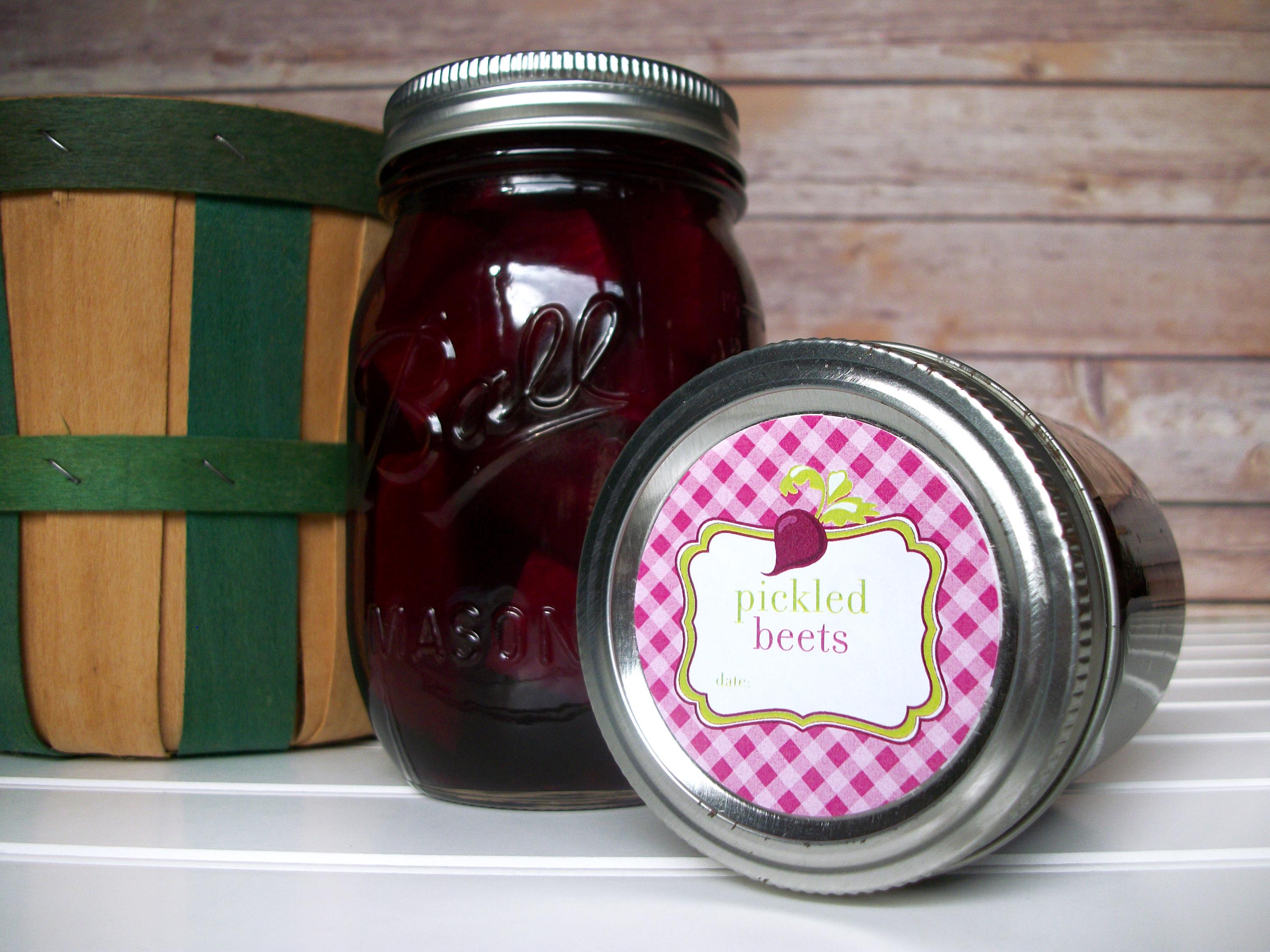 Pickled Beets Canning Jar Labels, Gingham Mason Jar Stickers for ...
