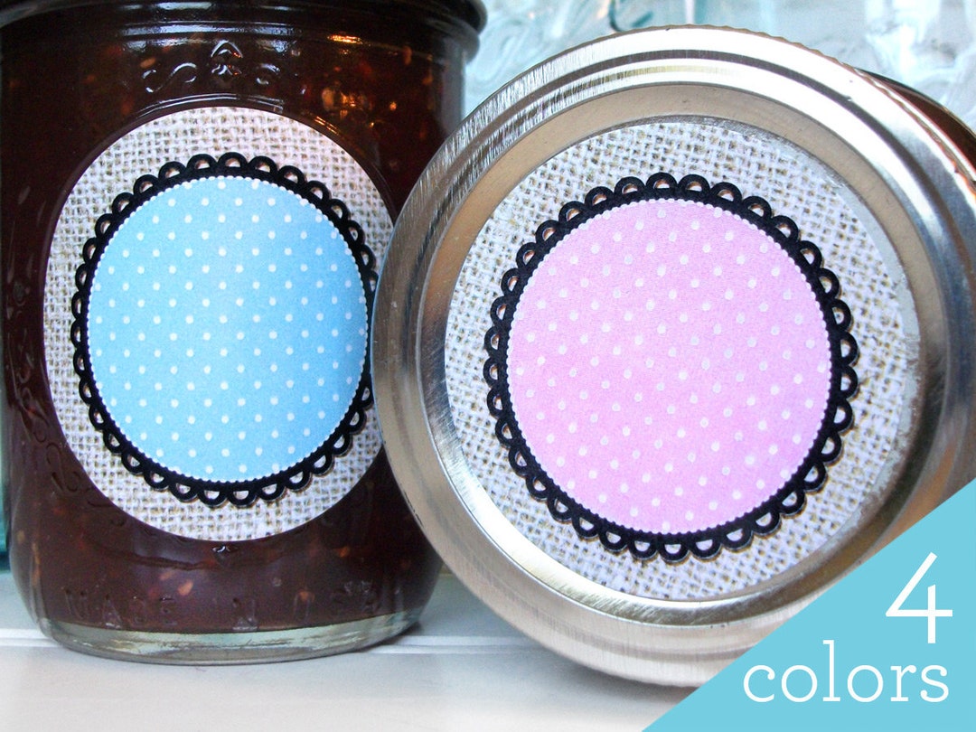 Cottage Chic Burlap Canning Jar Labels, Round Mason Jar Labels for ...