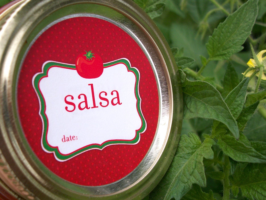 Cute Salsa Tomato Canning Jar Labels Round Red Mason Jar - Etsy