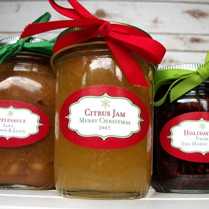 Custom Red Oval Christmas Canning Labels, Customized Jam & Jelly ...