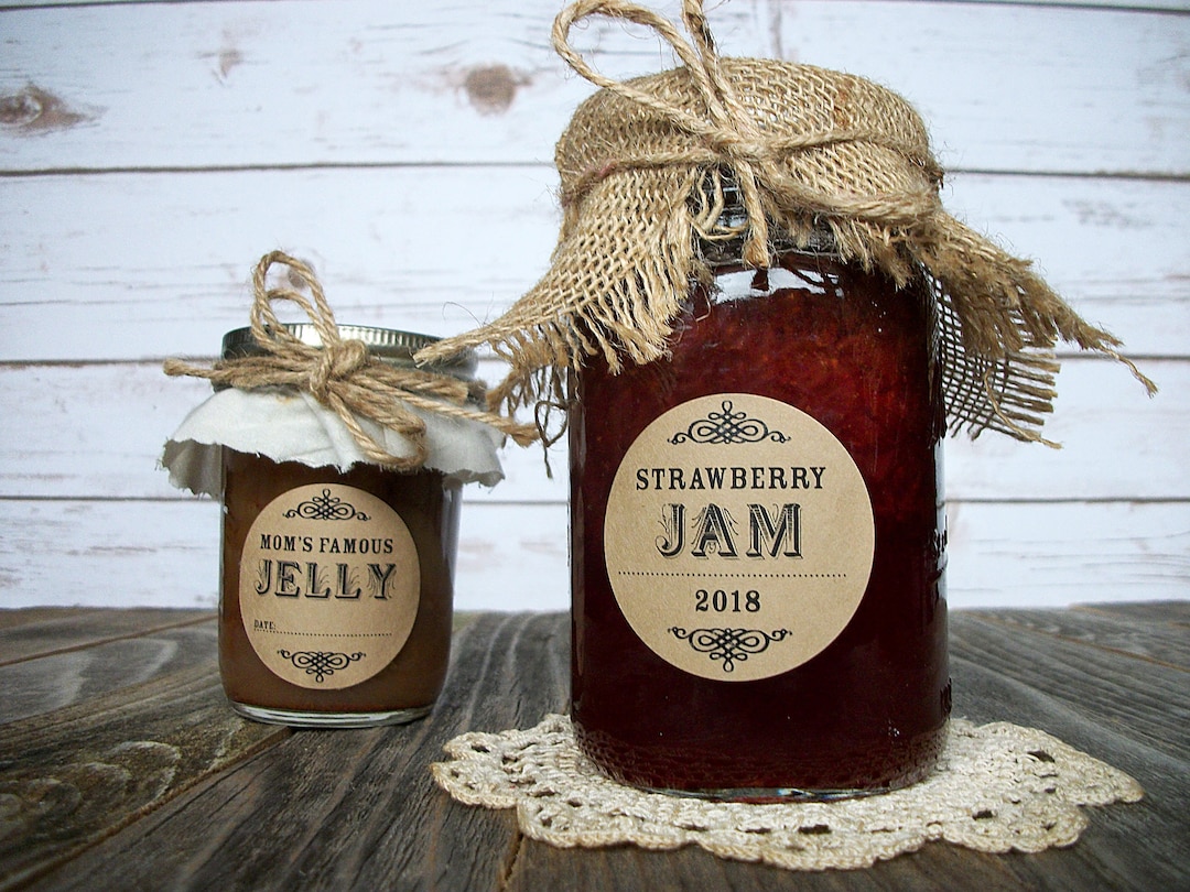 Custom Kraft Jam & Jelly Jar Labels, Rustic Farmhouse Mason Jar ...