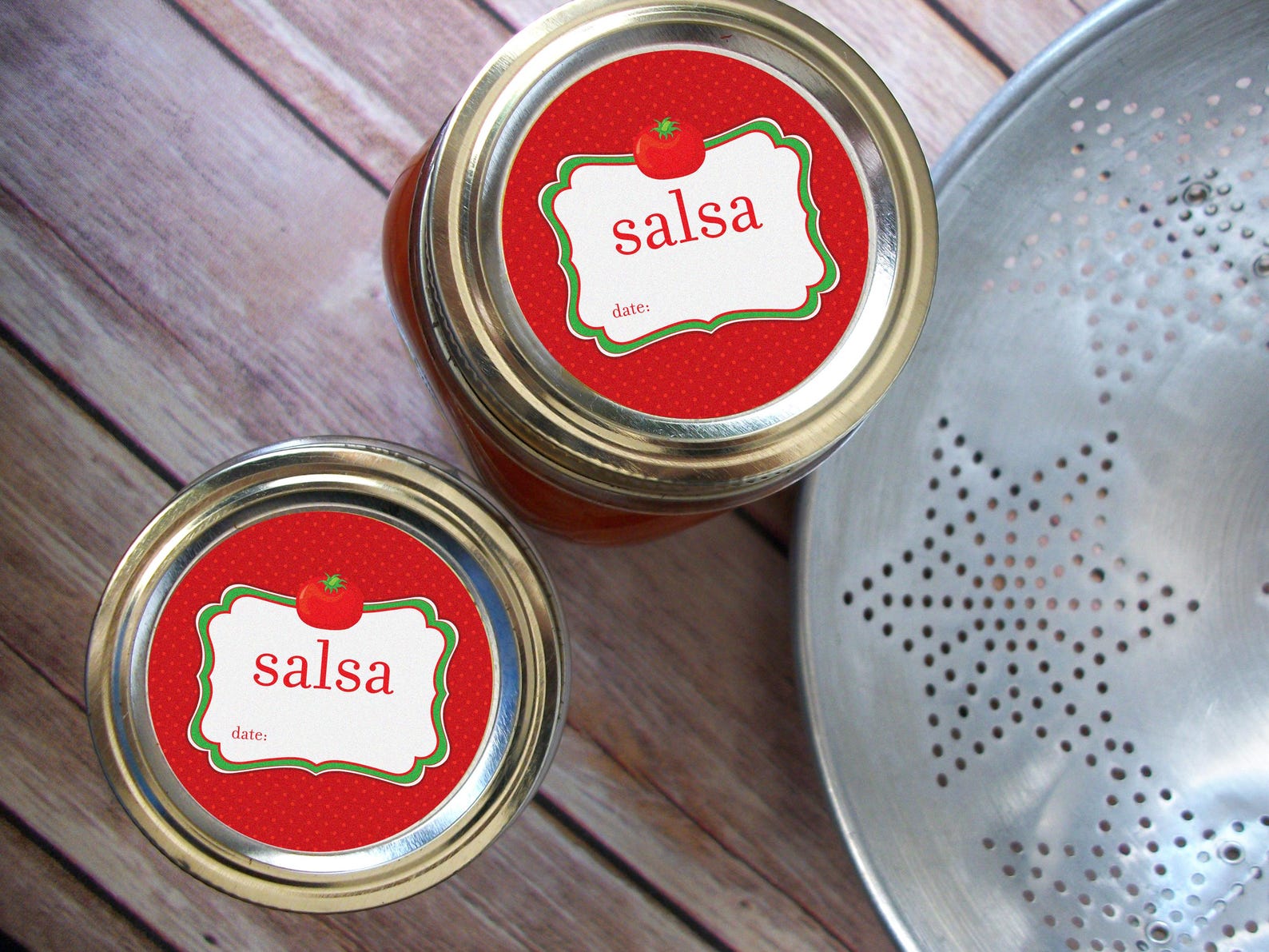 Cute Salsa Tomato Canning Jar Labels, Round Red Mason Jar Stickers for ...