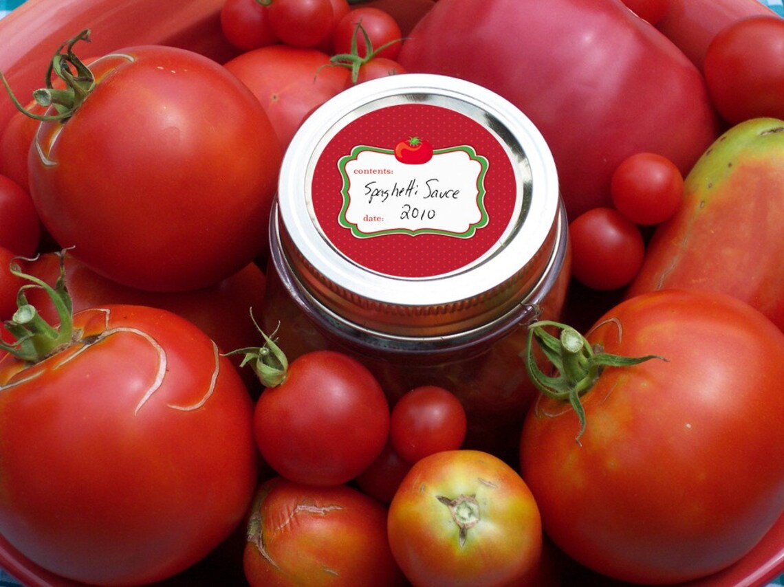 Cute Tomato Canning Jar Labels Round Red Canning Labels for - Etsy