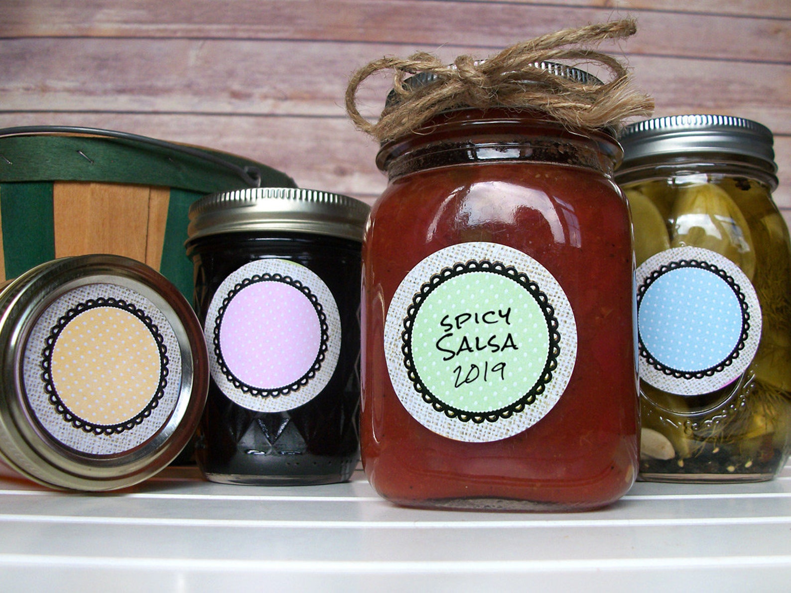 Cottage Chic Burlap Canning Jar Labels Round Mason Jar Labels - Etsy