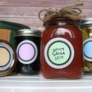Cottage Chic Burlap Canning Jar Labels, Round Mason Jar Labels for ...