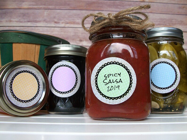 Cottage Chic Burlap Canning Jar Labels Round Mason Jar Labels - Etsy