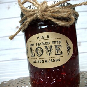 Kraft Oval Jam Packed With Love Jam Jar Labels, Custom Wedding Favor ...