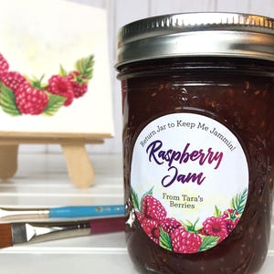 Custom Watercolor Raspberry Canning Labels, Printed Round Mason Jar ...