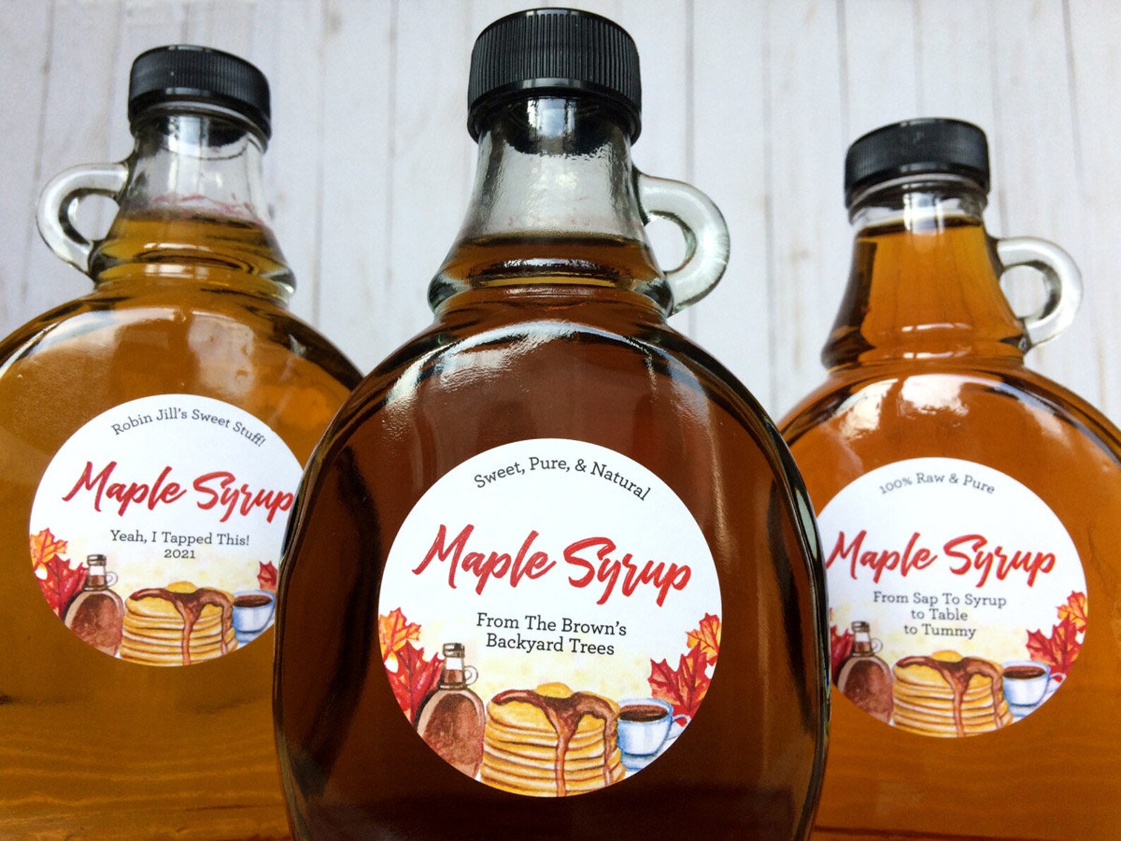 Custom Watercolor Maple Syrup Labels With Pancake Breakfast | Etsy