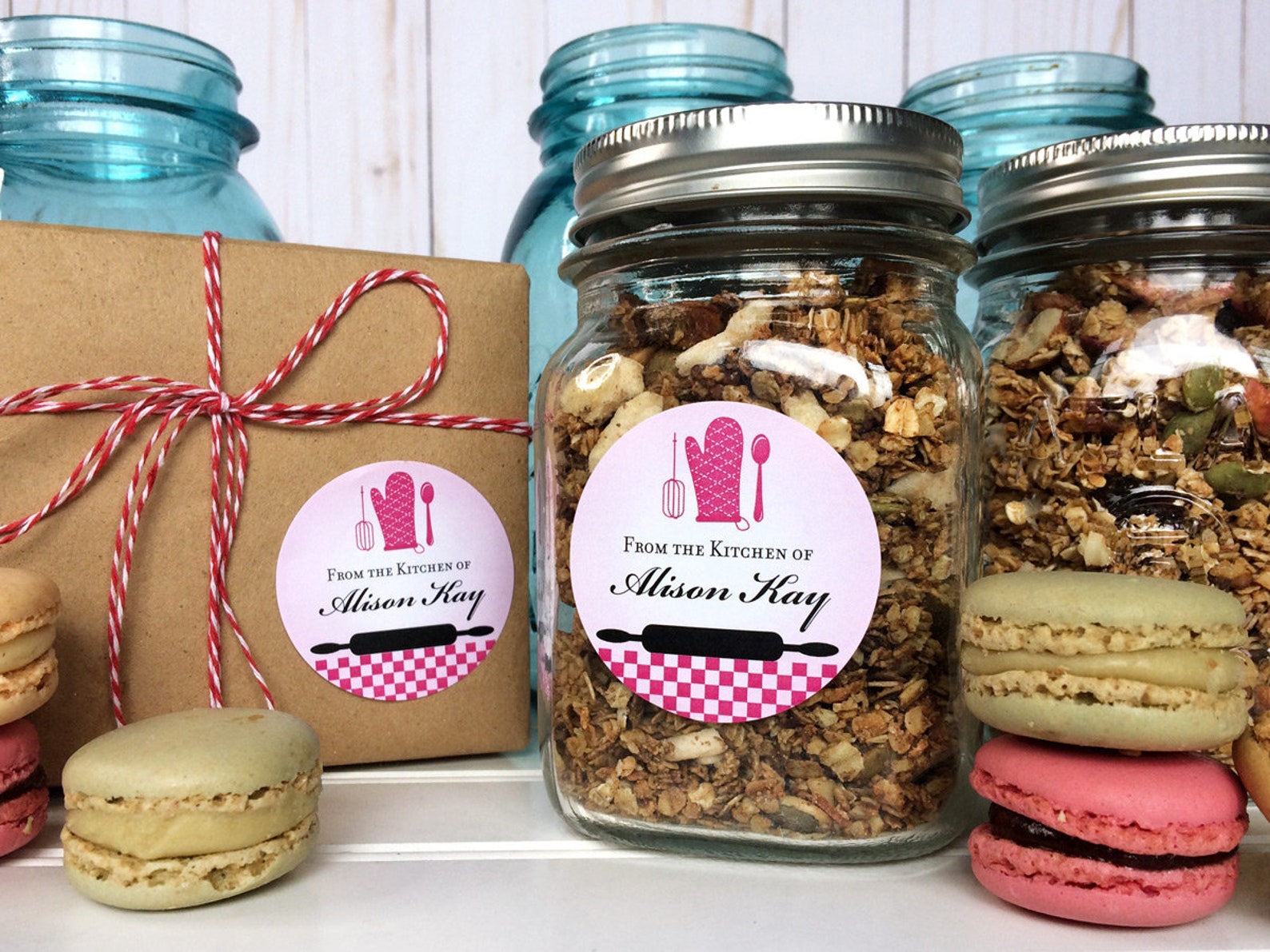 Custom From the Kitchen of Labels Round Hot Pink & Black - Etsy