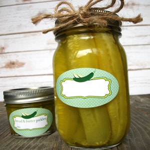 Oval Cute Kosher Dill, Sweet, Bread & Butter Pickle, Relish Canning Jar ...