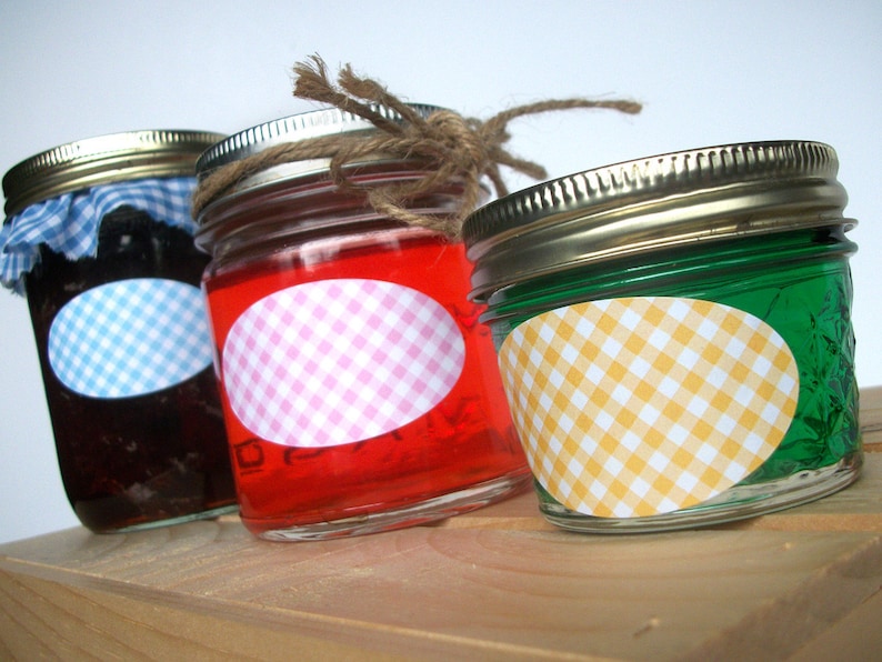 Checkered Oval Canning Jar Labels Quilted Jar Labels Pastel - Etsy