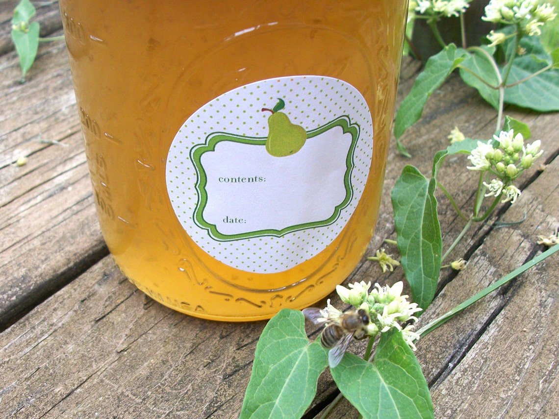 Cute Pear Canning Jar Labels Round Fruit Mason Jar Labels for | Etsy